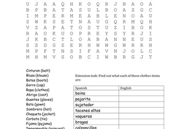 Spanish vocabulary word searches 2 General | Teaching Resources