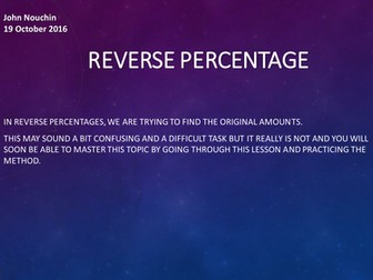 Compound percentages and reverse percentages | Teaching Resources