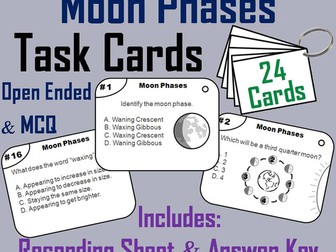 Space Science Task Cards: Astronomy: Moon Phases, Solar System, Planets ...