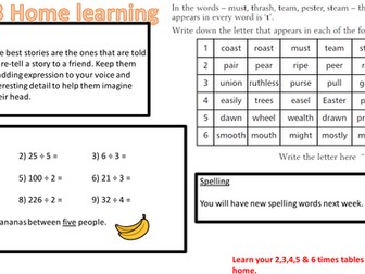 Year 3 homework- A year's worth! | Teaching Resources