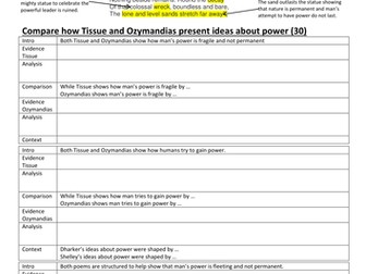 Power and Conflict: 11 comparative writing frames for AQA poetry by ...