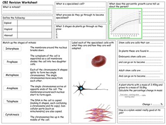 Edexcel Combined Science Biology 1 Revision Worksheets | Teaching Resources