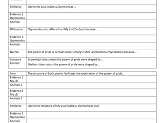 Power and Conflict: 11 comparative writing frames for AQA poetry ...