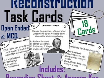 Reconstruction Task Cards and Activities Bundle | Teaching Resources