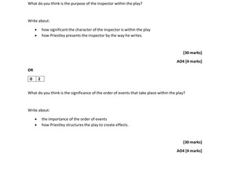 An Inspector Calls Exam revision AQA new specification 9-1 with sample ...