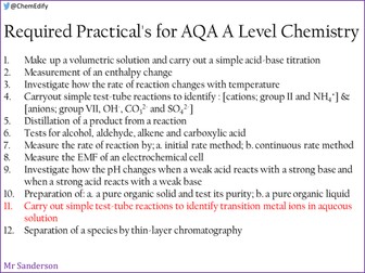 AQA A Level Chemistry Required Practicals 1-12 by Mr_S_WHSG - Teaching ...