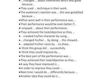 Assessment Sentence Starters / Cards | Teaching Resources