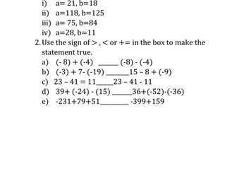 IGCSE Maths Revision Integers and Algebra | Teaching Resources