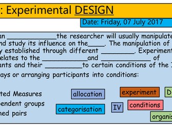 AQA GCSE Psychology Experimental Methods | Teaching Resources