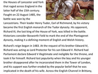 The Battle of Bosworth Bundle | Teaching Resources