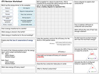 Edexcel Combined Science Physics 1 Revision Worksheets | Teaching Resources
