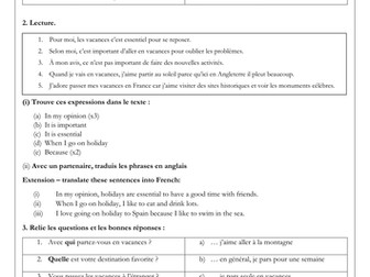 French GCSE Holidays Topic Bundle (10 resource packs) | Teaching Resources