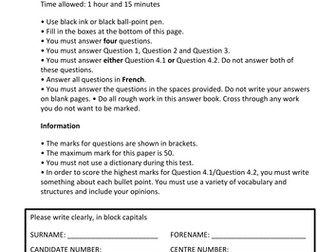 New French GCSE - Writing exam: practice papers and Feedback sheets by ...