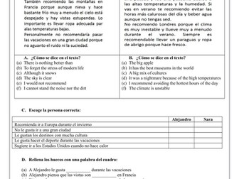 Spanish GCSE Las Vacaciones Bundle: 14 resource packs on the topic of ...