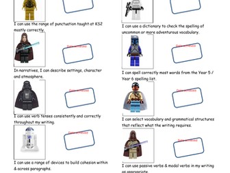Star Wars Themed KS2 Writing Teacher Assessment record sheet bundle ...