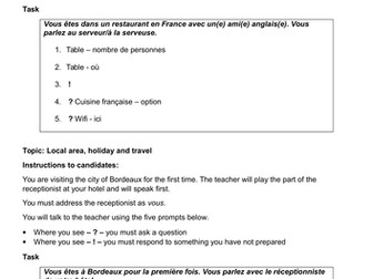 GCSE French Edexcel Role plays and picture cards | Teaching Resources