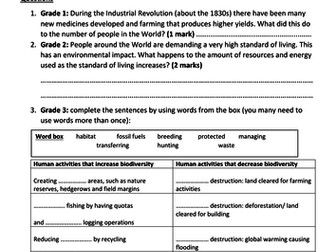 GCSE Ecology new spec for Foundation tier worksheets by LawrenceL ...