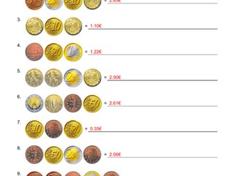 Bundle Coins Worksheets UK Euro Shopping by auntieannie - Teaching ...