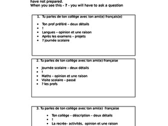 GCSE French Speaking test bundle | Teaching Resources