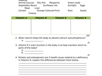 Food Nutrition and Health Revision Worksheets Bundle | Teaching Resources