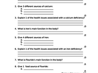 Food Nutrition and Health Revision Worksheets Bundle | Teaching Resources