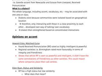 Accent and Dialect Revision with Example Essay | A Level English ...