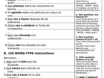 SPANISH AQA GCSE ALL PAPERS FORMAT, INSTRUCTIONS and RUBRICS. by ...