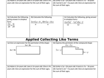 Maths Applied Problem Solving Worksheet Pack - 4 A5 Sheets (Simplifying ...