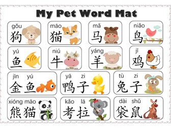 Word Mats in Mandarin Chinese | Teaching Resources
