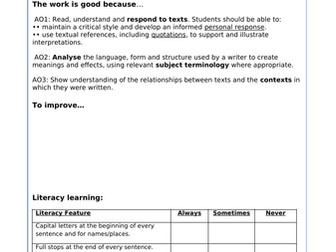 AQA GCSE English Language/Literature Peer Assessment Bundle | Teaching Resources