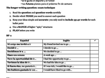 GCSE Spanish Writing Scaffolds, Support & Model Answers | Teaching ...