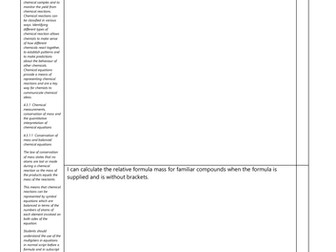 AQA GCSE Chemistry C4 Chemical calculations Checklists Grades 4, 6 & 8 ...