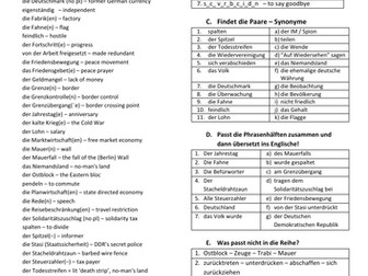 AQA A Level German Vocabulary worksheets - all topics by hasslethehog ...