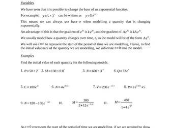 Exponential models | Teaching Resources