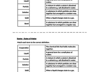 States of Matter Topic - Year 7 KS3 | Teaching Resources