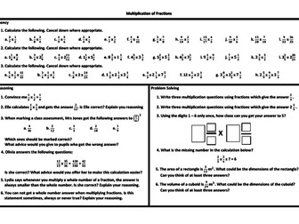 Addition, Subtraction, Multiplication and Division of Fractions Problem ...