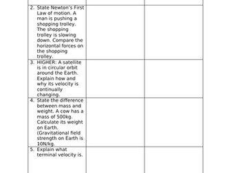 Edexcel Combined Science (9-1) Physics Paper 5 Revision Activity ...