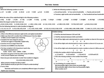Place Value - Whole Numbers and Decimals Problem Solving Mastery ...
