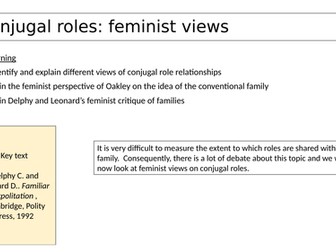 Sociology of the Family- Conjugal roles | Teaching Resources
