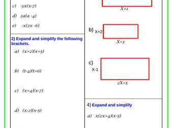 Algebra: quadratic expressions, expanding double brackets, factorising ...