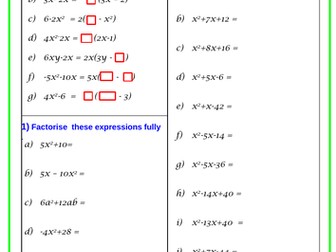 Algebra: quadratic expressions, expanding double brackets, factorising ...