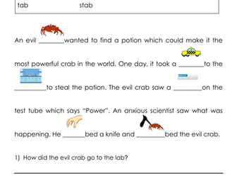 Phonics Short A Vowel Family Words (-ab, -ad, -ag, -am, -an, -ap, -at ...