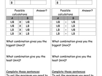 Bounds of Error Calculations Resources | Tes