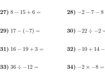 Negative Numbers Worksheets (with Solutions) | Teaching Resources