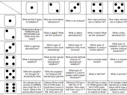 Radioactivity Revision Questions Dice Game | Teaching Resources