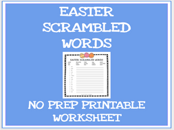 Easter scrambled words no prep printable worksheet | Teaching Resources