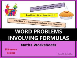 Word problems involving formulas | Teaching Resources
