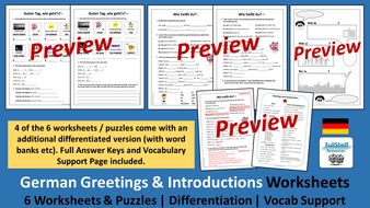 German Greetings Worksheets | Teaching Resources