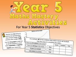 Statistics Mastery Activities – Year 5 | Teaching Resources