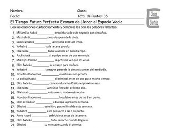 Future Perfect Tense Spanish 4 Worksheet-2 Game-1 Exam Bundle ...